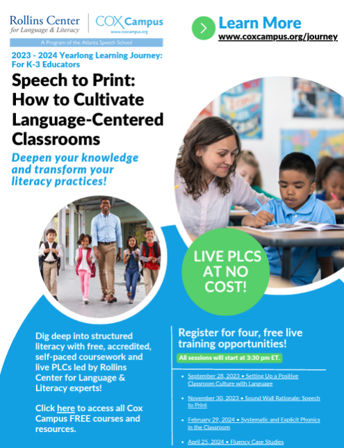 K-3 Teachers: Speech to PrintHow to Cultivate Language Centered ...